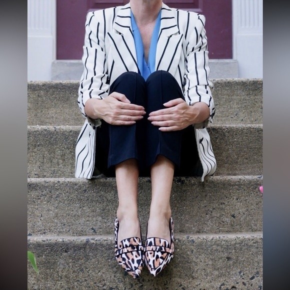 Unk | Jackets & Coats | Vintage Cream Black Stripe Doublebreasted ...